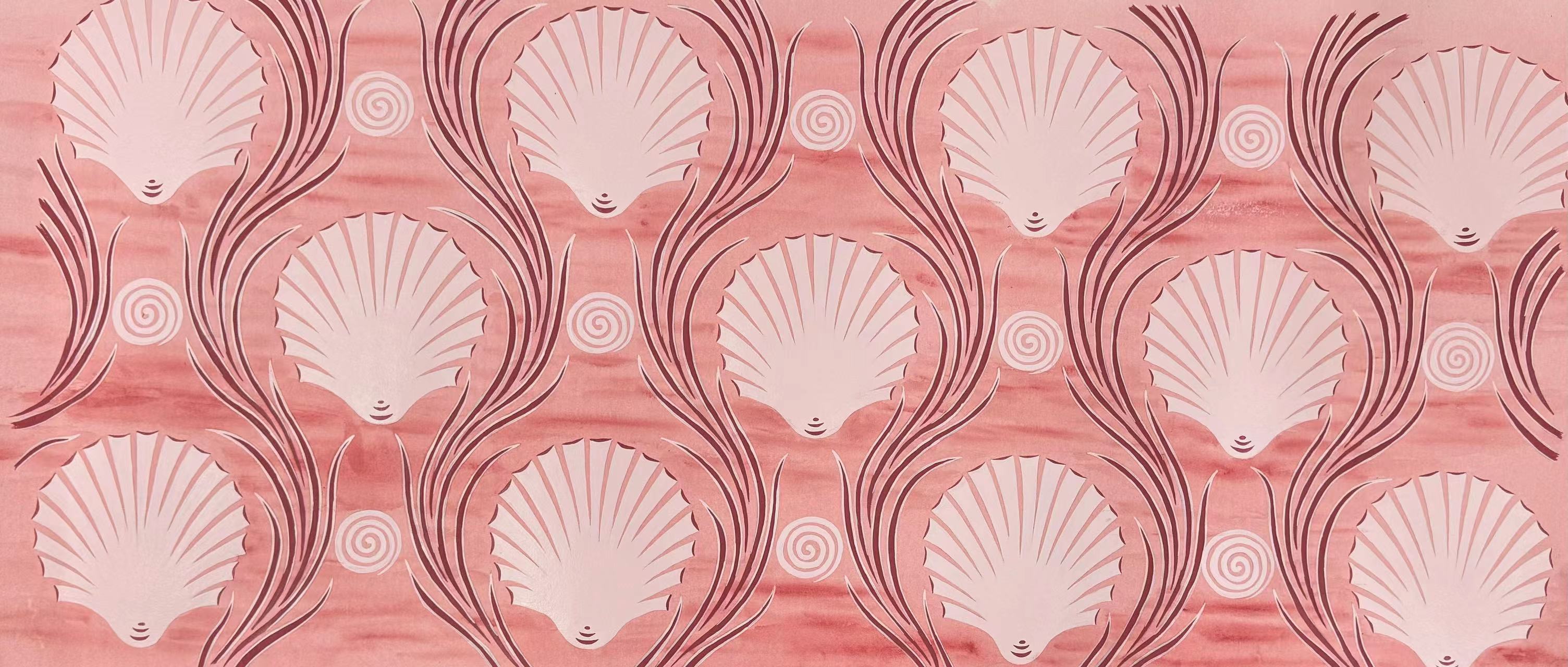 Seashell – Hand-Painted Wallpaper by Aqualille